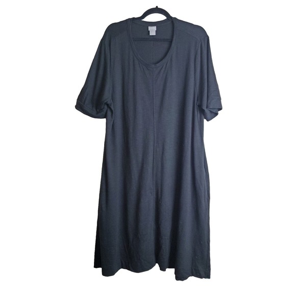 Chico's | Dresses | Chicos 3 Dress Midi Pockets 618 Black Minimalist ...